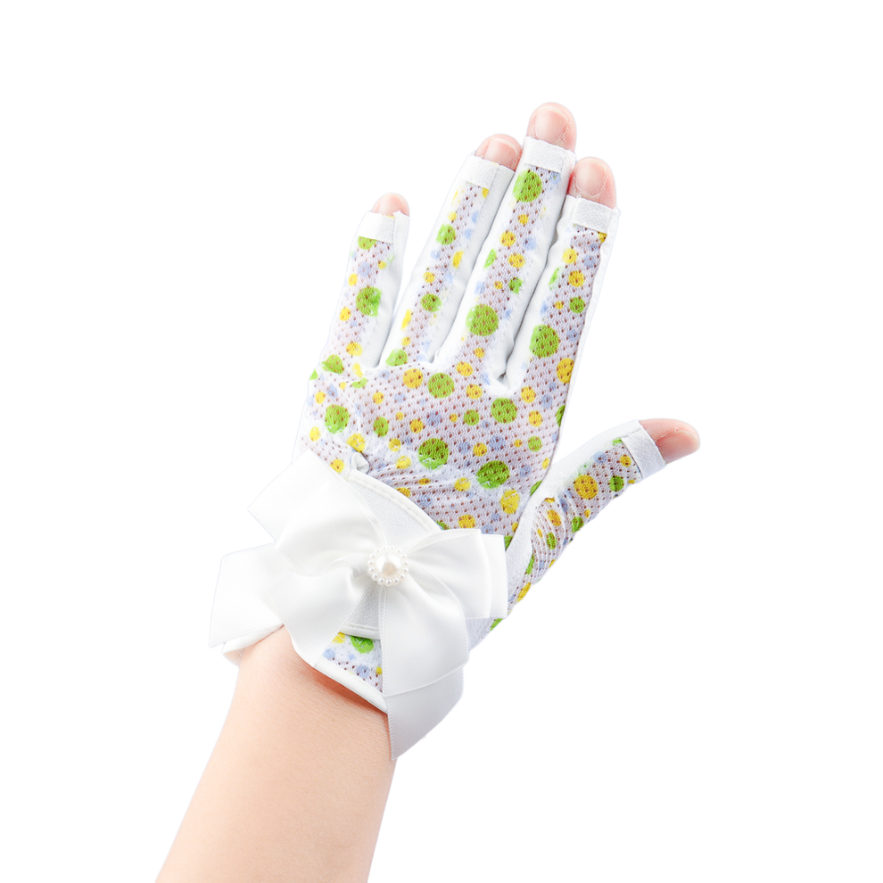 PGA TOUR Women's Golf Fingerless Bow Gloves (White and Green) – GoPlayer